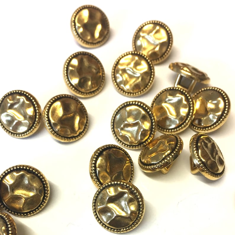 20 gold buttons metallic buttons 12mm round buttons | Etsy