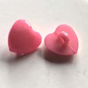 10 Pink Heart Buttons, Faceted Heart Buttons, Pink Buttons, 14mm Heart ...