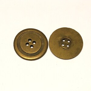 5 X Large 28mm Vintage Bronze Metal Buttons, Flat Bronze Metal Buttons ...