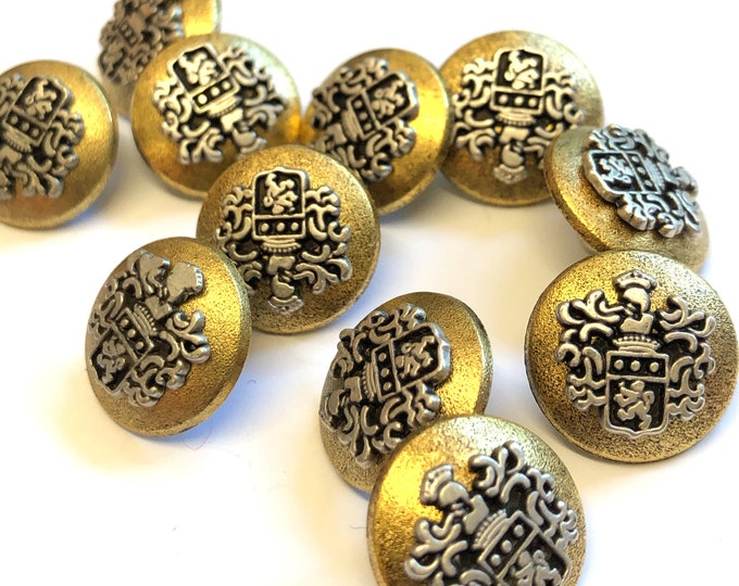 2, 20mm (32L) Pewter Colour Metal Rare Buttons, Crest Buttons, Military ...