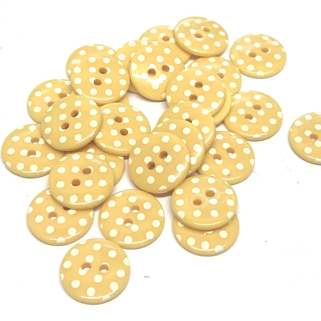 10 Pale Yellow Polka Dot Buttons: 15mm Sewing Supplies - Etsy