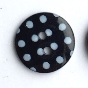 10, Black Spotty Buttons, Black Dotty Buttons, Black Polka Dot Buttons ...