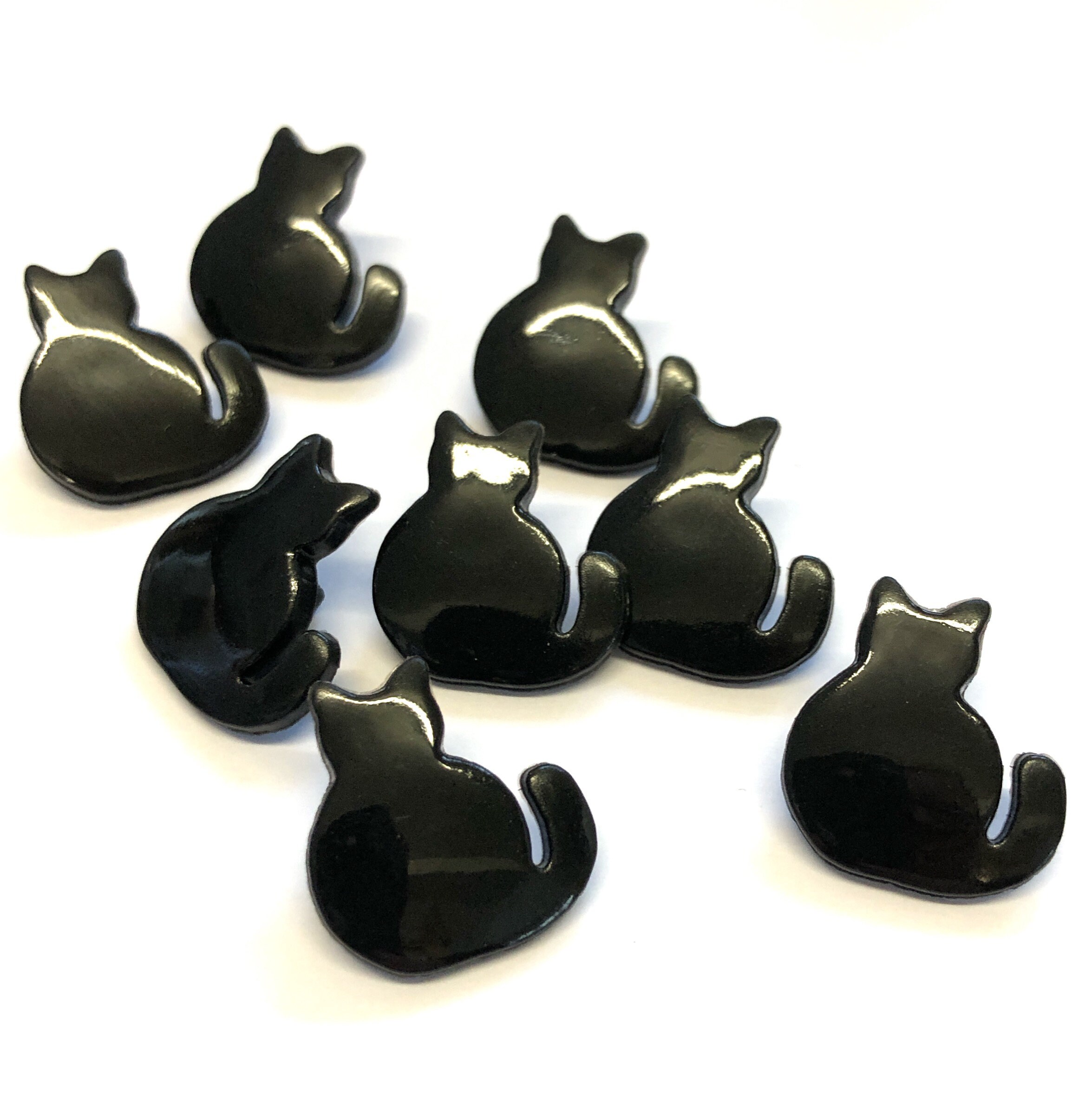10 18mm Black Cat Buttons With a Rear Loop. Novelty Cat - Etsy UK
