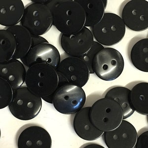 20, Black Buttons, 11mm Black Buttons, Black Shiny Buttons, Black Dolly ...