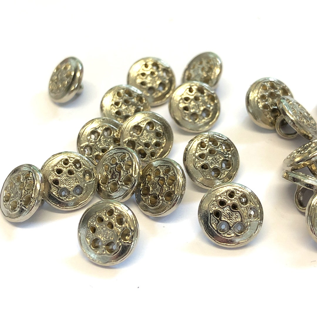 6, 10mm (16L) Tiny Silver Metal Shirt Buttons, Silver Shank Button ...