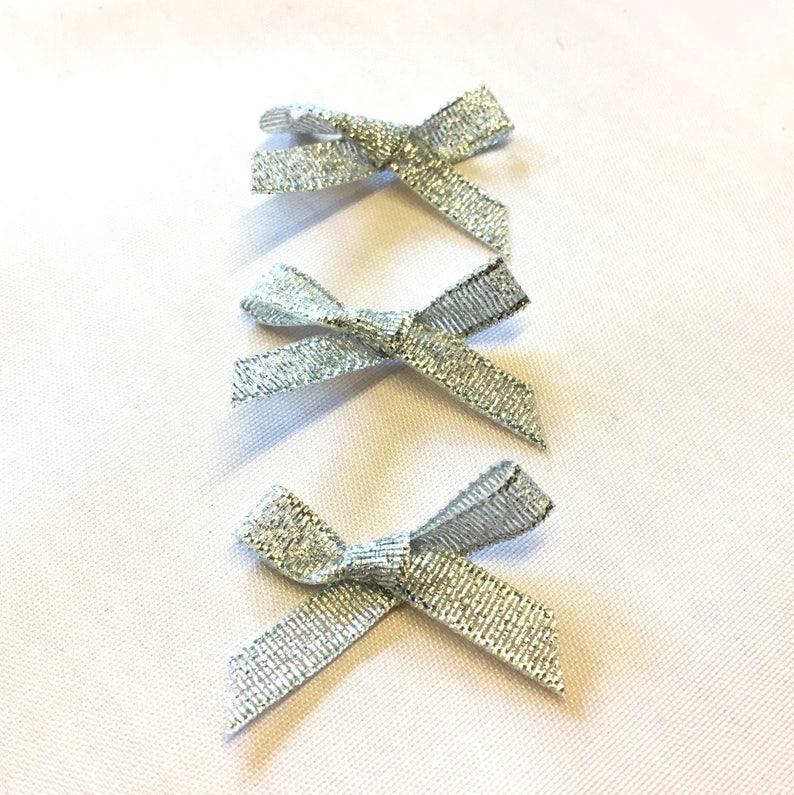 10 Silver Bows Silver Ribbon Bows Silver Lurex Bows 7mm - Etsy