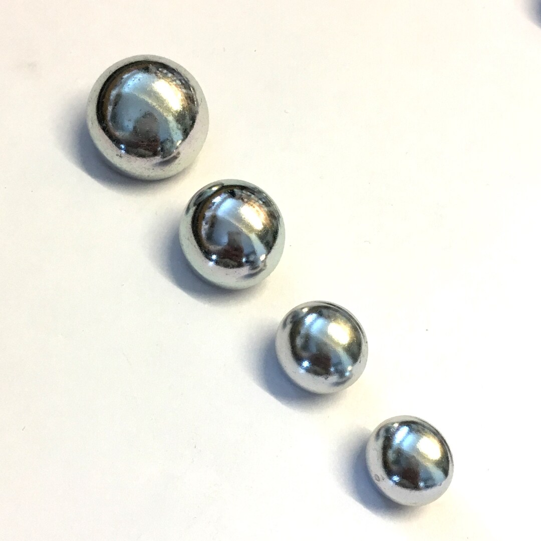 6 Silver Domed Metal Buttons: Lightweight Sewing Buttons - Etsy