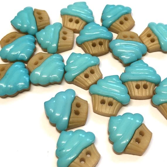 10 Blue Cupcake Buttons Bun Design Buttons Cute Blue - Etsy