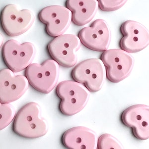 10, Pink Heart Buttons, Pink Buttons, Heart Shaped Buttons, Baby ...