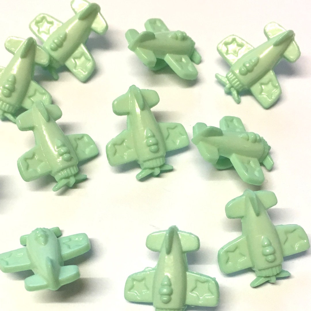 Green Airplane Shank Buttons, Novelty Plane Buttons (10) - Etsy