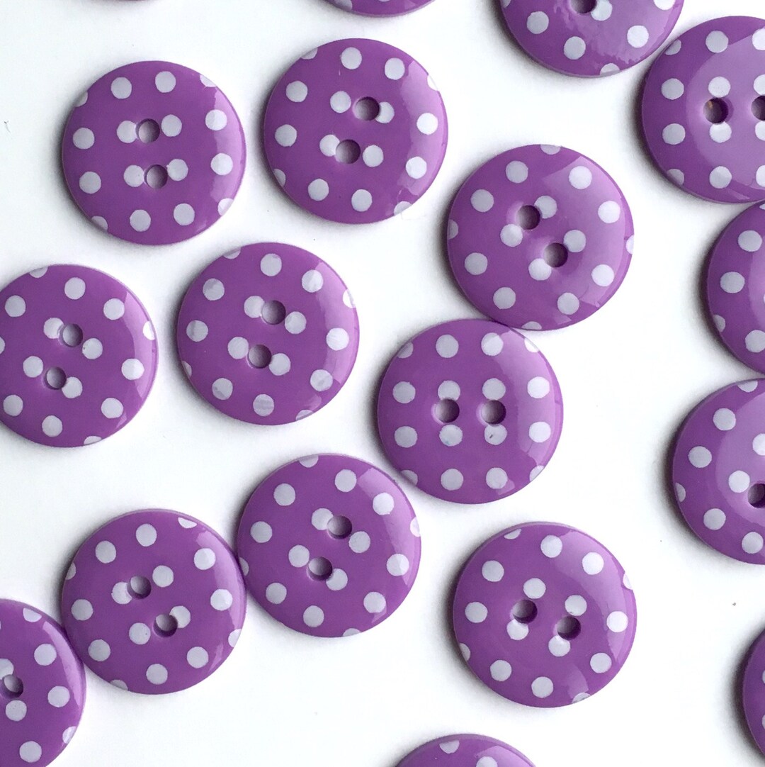 Purple Polka Dot Buttons: 15mm Craft Sewing Supplies (10) - Etsy