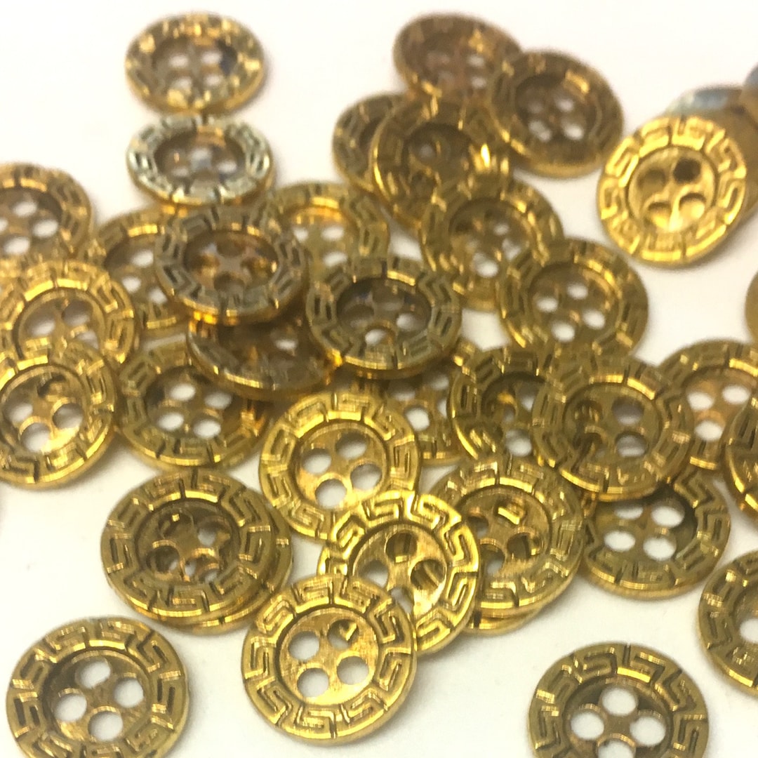 10 X Gold Metal Buttons, Gold Buttons, Round Buttons, Vintage Style ...