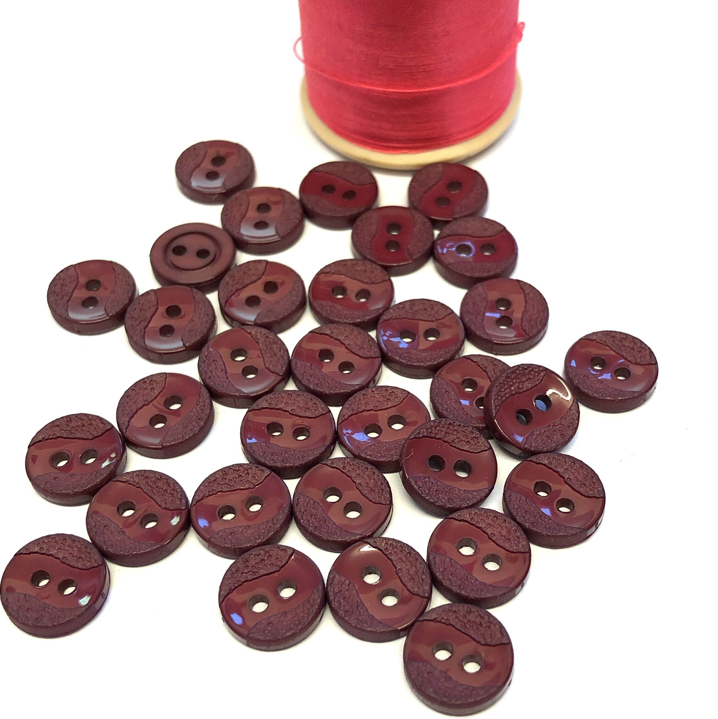 10 Pcs Burgundy Patterned Buttons: Small Maroon Sewing Buttons (11.5mm ...