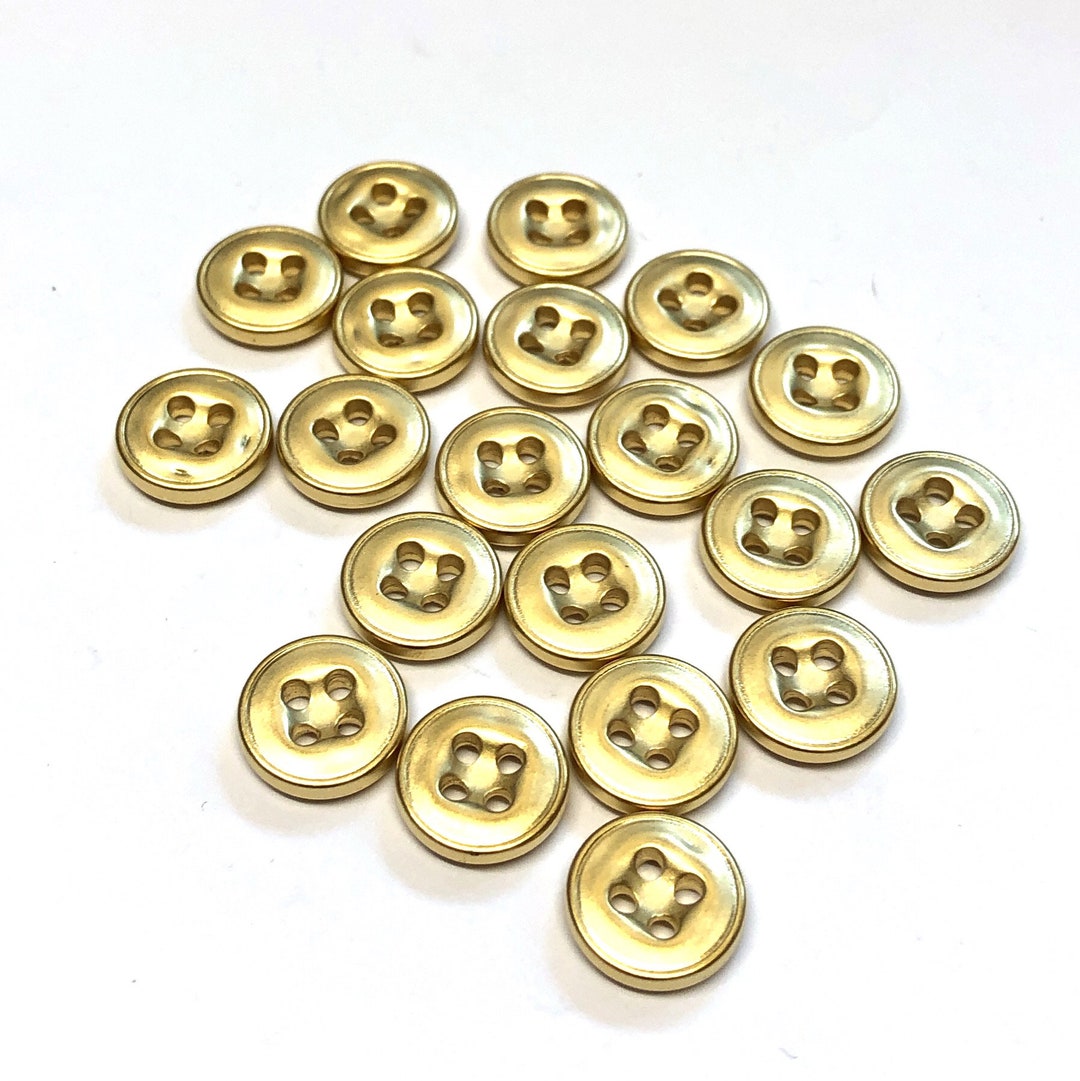 6, Gold Metallic Buttons, Choice of Sizes From 12mm (20L) to 25mm (40L ...