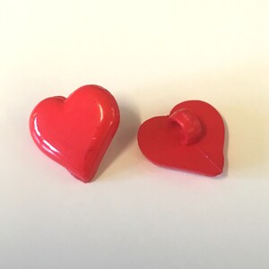 10 Red Heart Buttons, Heart Buttons, Red Buttons, 15mm Heart Buttons ...