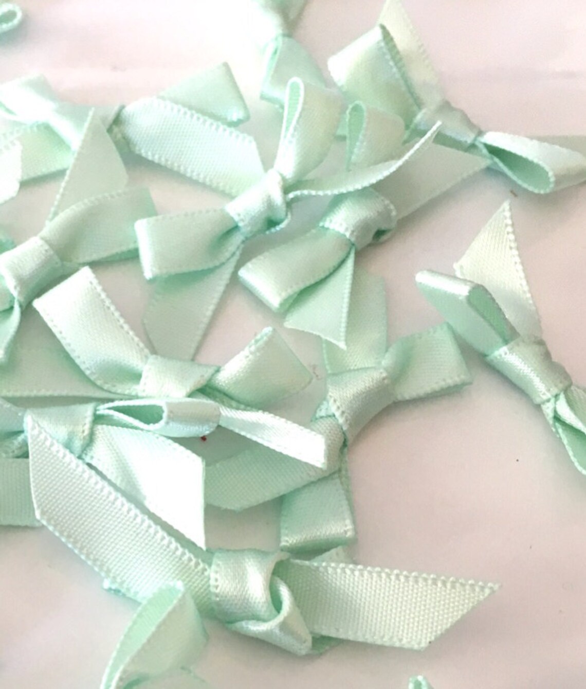20 satin ribbon bows green ribbon bows mint ribbon bows | Etsy