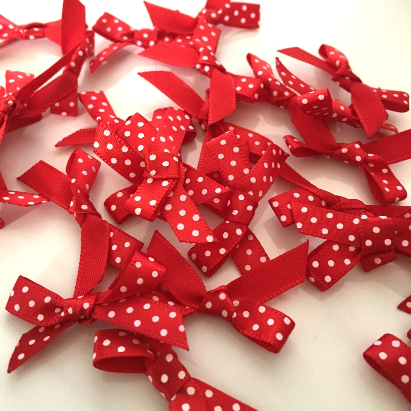 10 red spotty bows red dotty bows red polka dot bows | Etsy