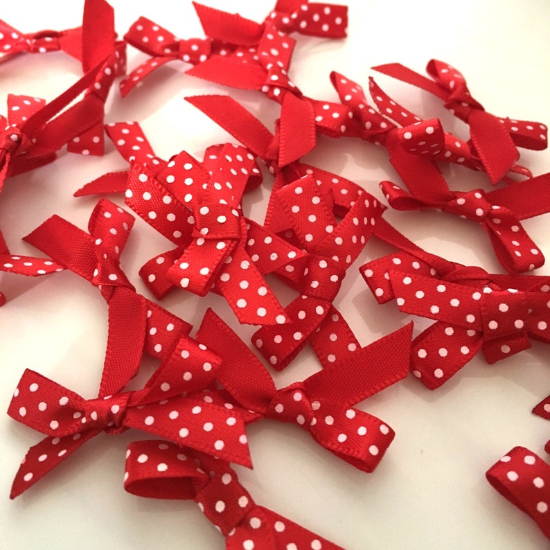 10 Red Spotty Bows Red Dotty Bows Red Polka Dot Bows | Etsy