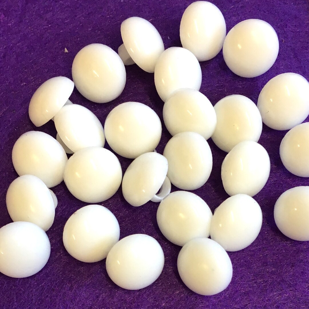 10, White Buttons, Shiny White Buttons, 11mm Buttons, Domed White ...