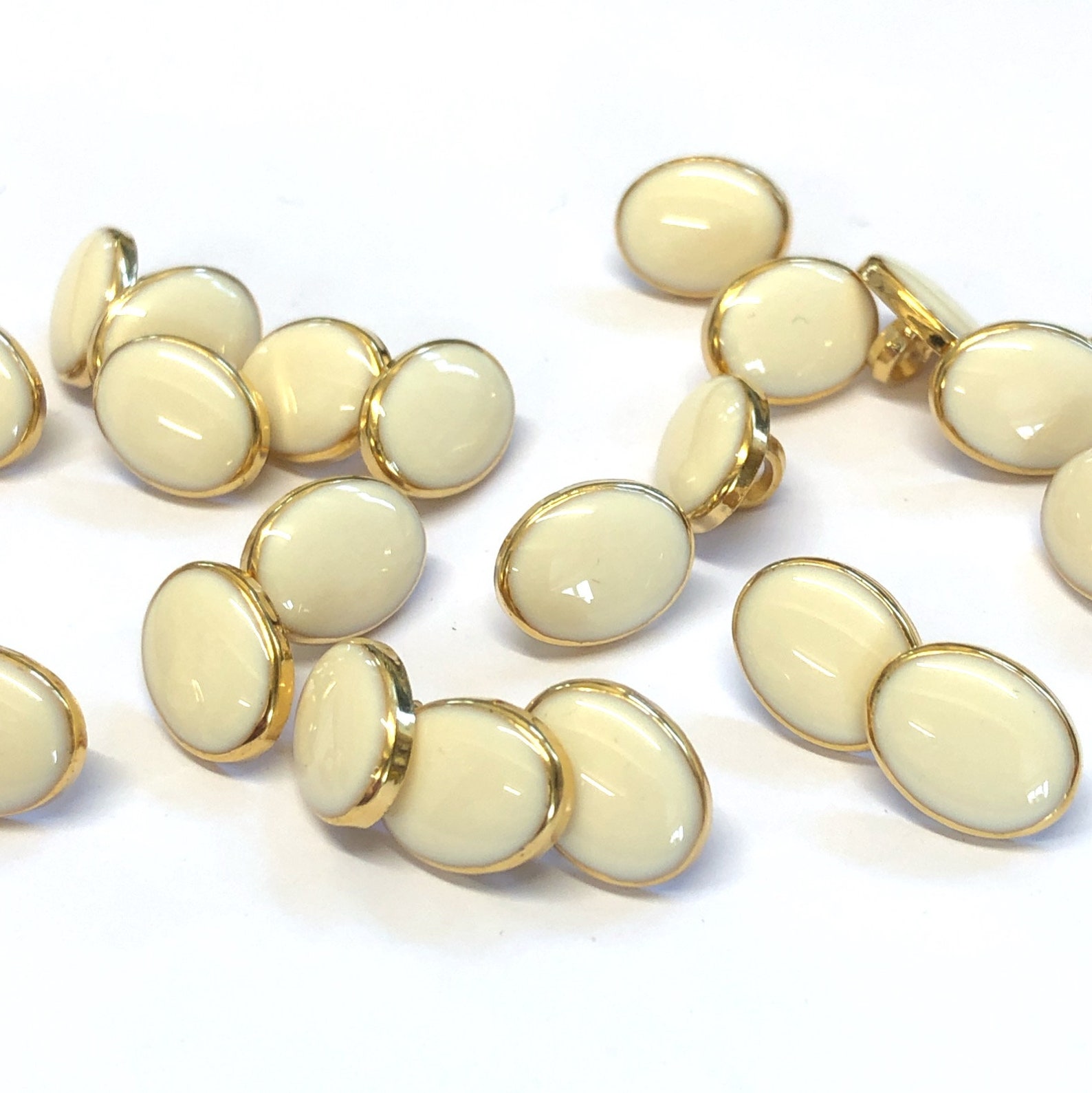 10 Oval Gold & Ivory Enamel Cabochon Buttons - Etsy