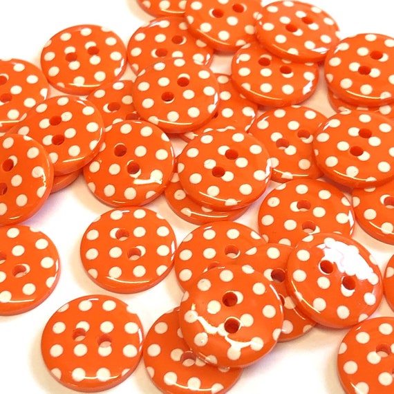 10 Orange Spotty Buttons Orange Dotty Buttons Orange Polka - Etsy UK