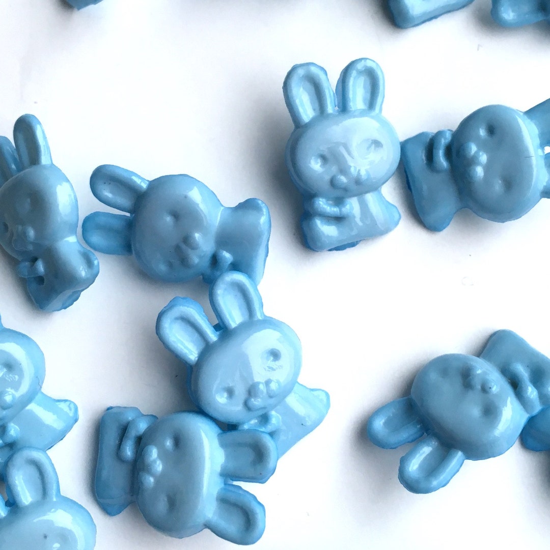 10, Blue Bunny Buttons, Rabbit Buttons, Baby Buttons, Easter Buttons ...