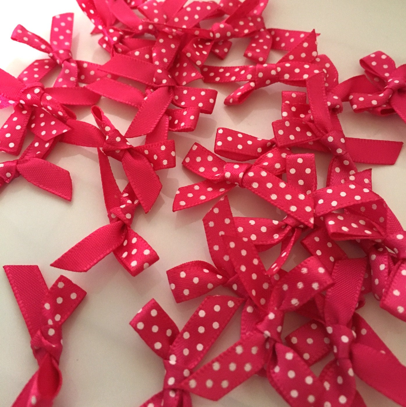 10 hot pink spotty bows hot pink dotty bows pink polka dot | Etsy