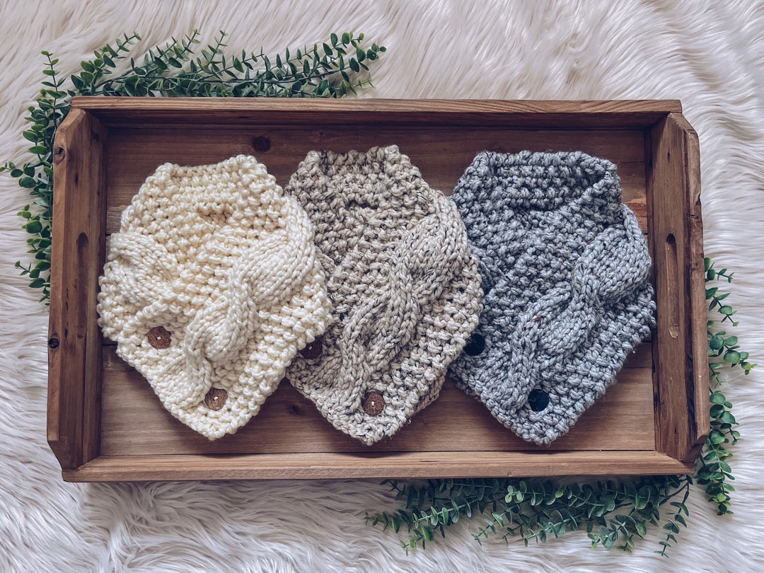 Cable Knit Neck Warmer With Buttons | Knit Chunky Cowl | Neck Warmer ...