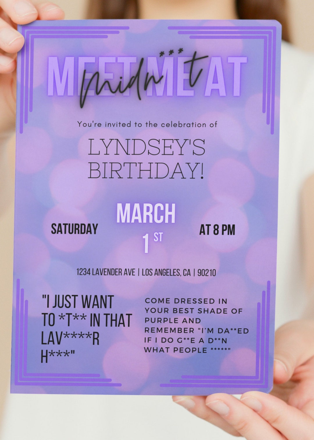 Lavender Birthday Party Invitations - Etsy