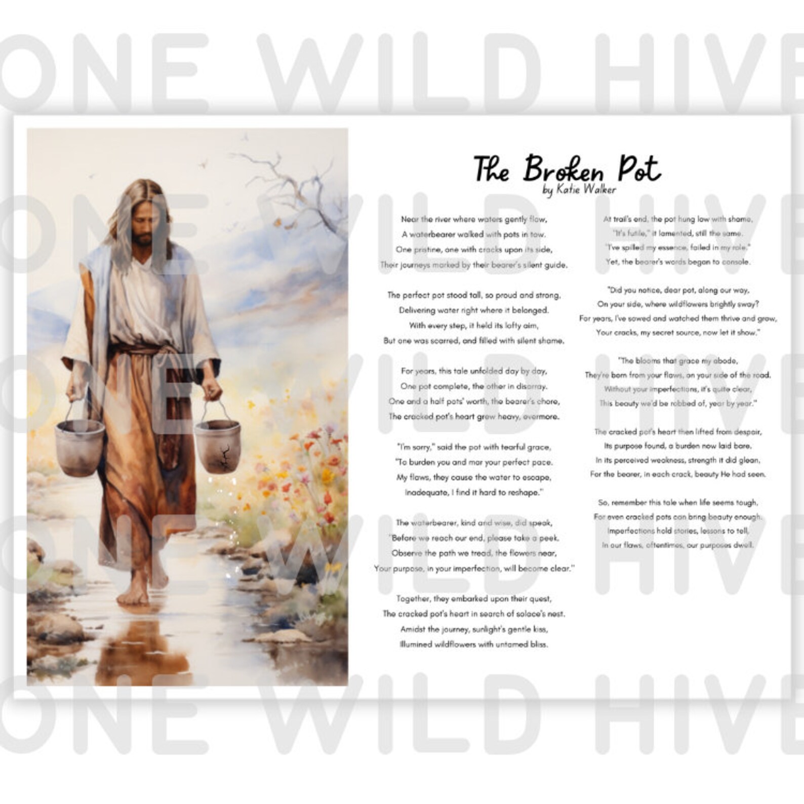 Watercolor Picture and Poem of Jesus Christ, Young Woman Relief Society ...