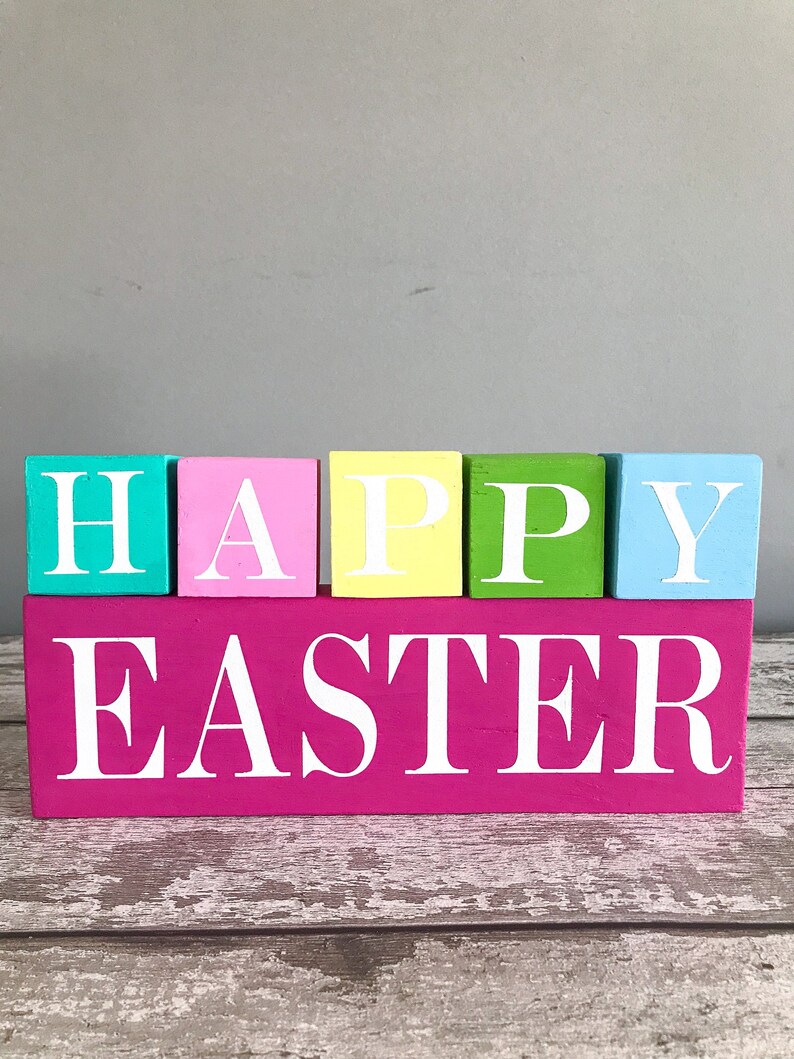 Wooden Block Easter Sign - Etsy