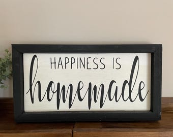Happiness is Homemade Farmhouse Sign, Wooden Home Sign, Housewarming ...