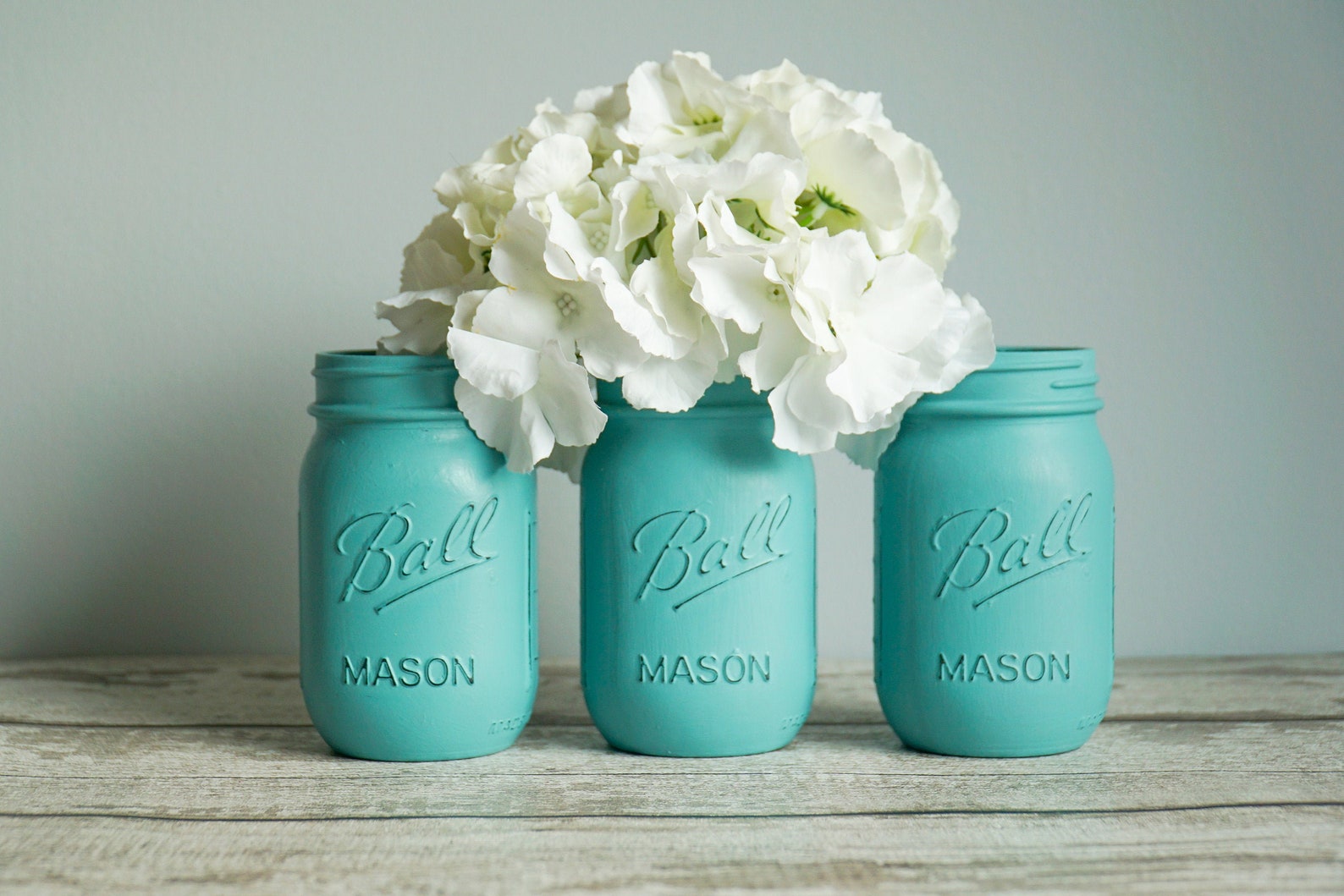 Teal Pint Size Mason Jar Set of 3 | Etsy