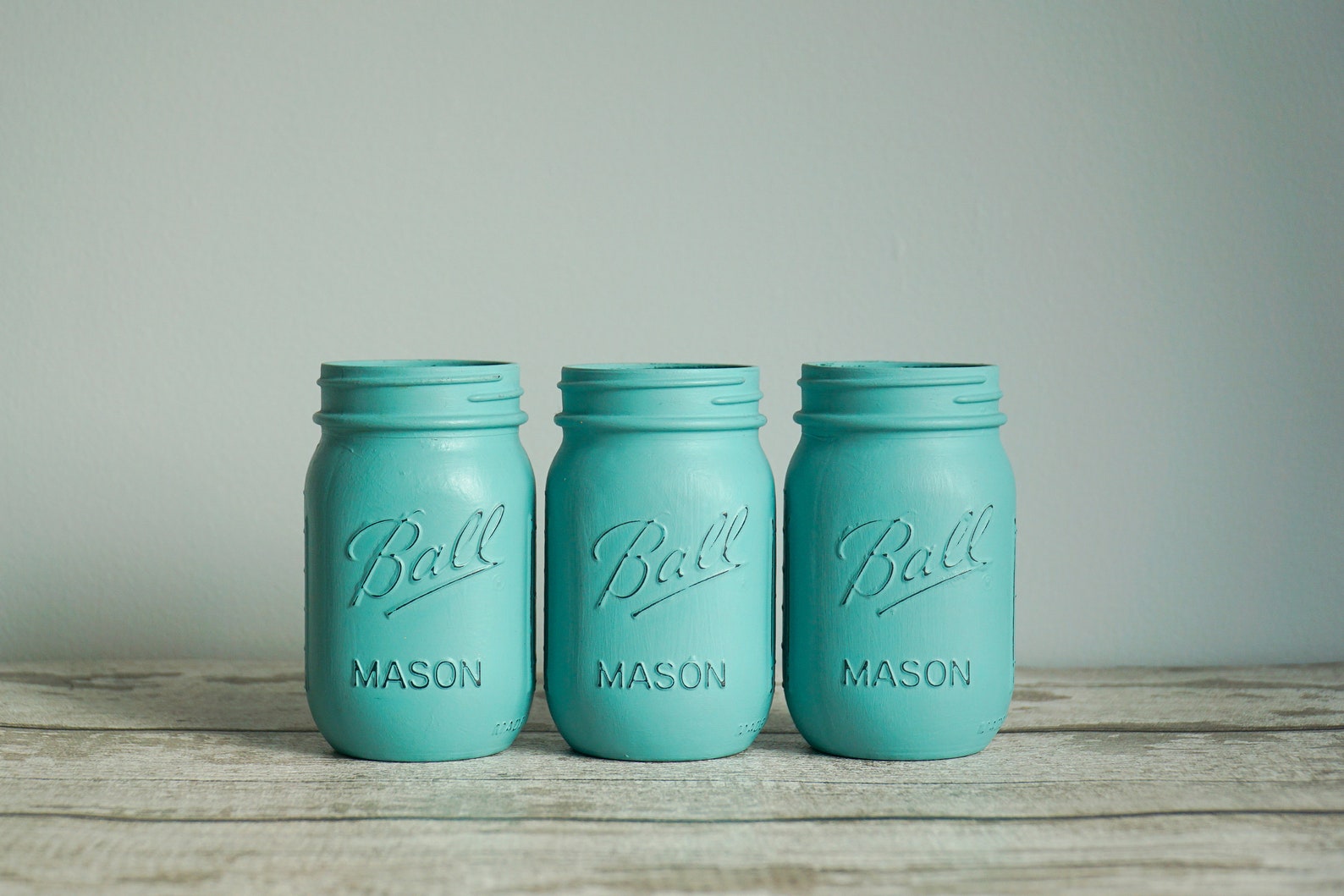 Teal Pint Size Mason Jar Set of 3 | Etsy