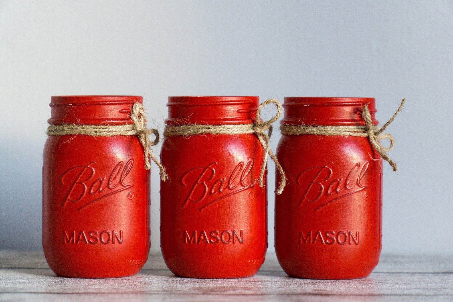 Rustic Red Mason Jar Set of 3 - Etsy