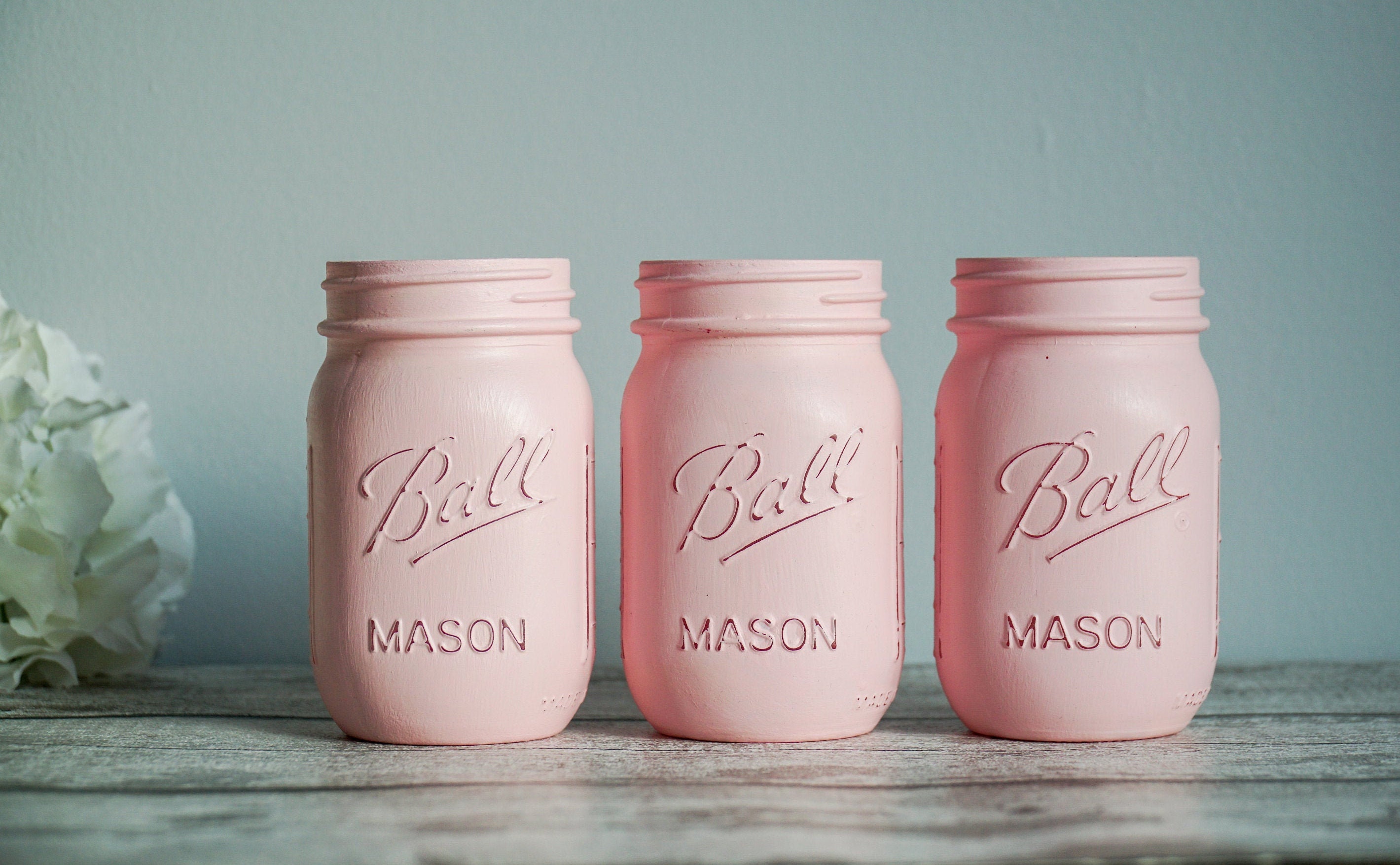 Baby Pink Mason Jar Set - Etsy