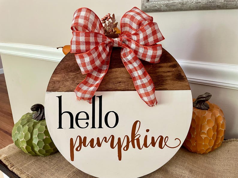 Hello Pumpkin Circle Sign - Etsy