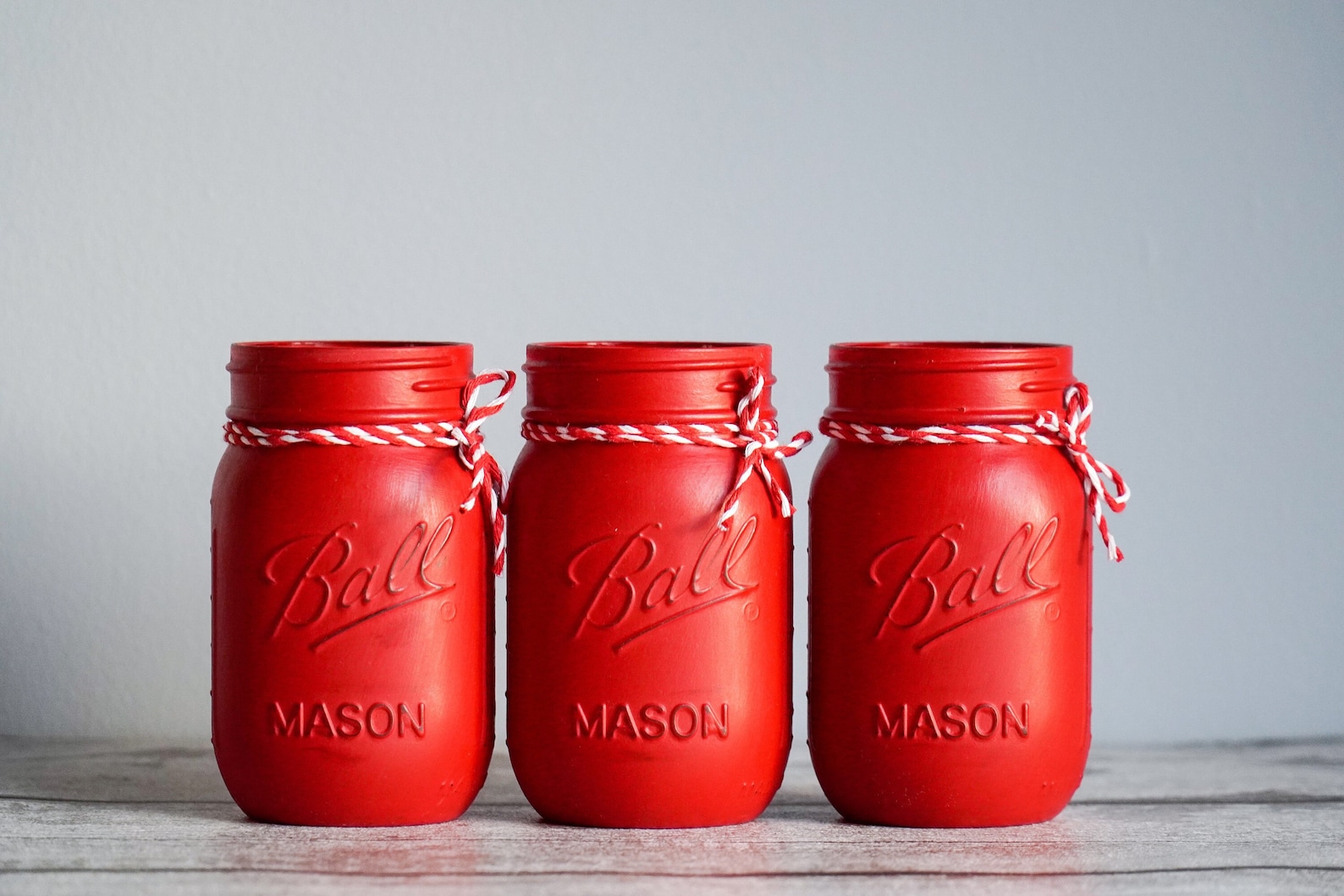 Rustic Red Mason Jar Set of 3 - Etsy
