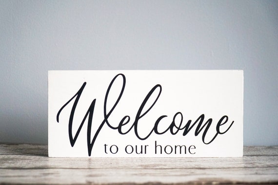 Welcome White Wooden Sign | Etsy