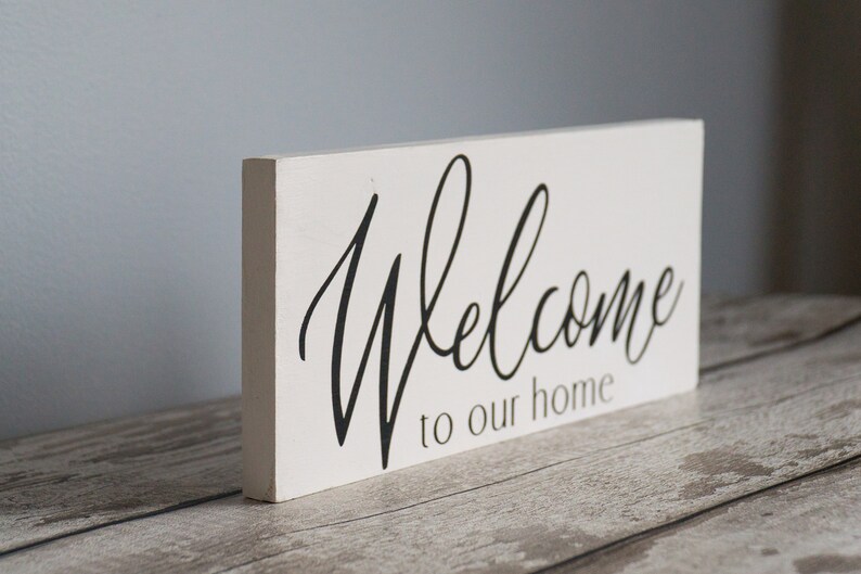 Welcome White Wooden Sign - Etsy
