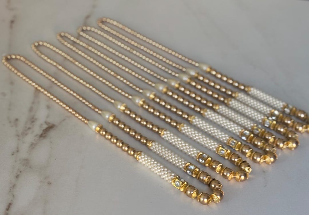 4 X Gold and White Beaded Milni Wedding Haars - Etsy