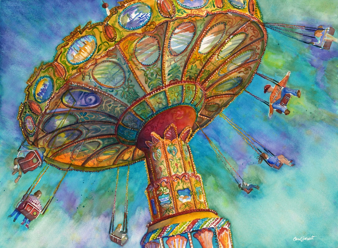 Prints Watercolor Carnival Rides - Etsy