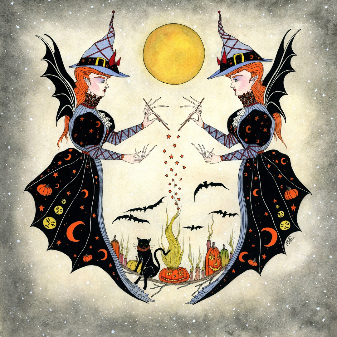 Midnight Conjure Fine Art Print - Halloween Decor, Gothic, Witchcraft ...
