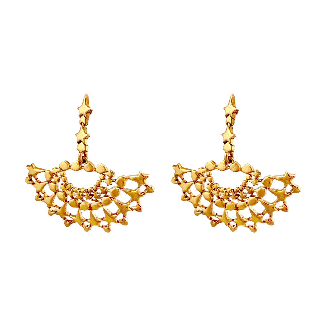 Oscar De La Renta Gold Star Post Earrings With Movable Design ...