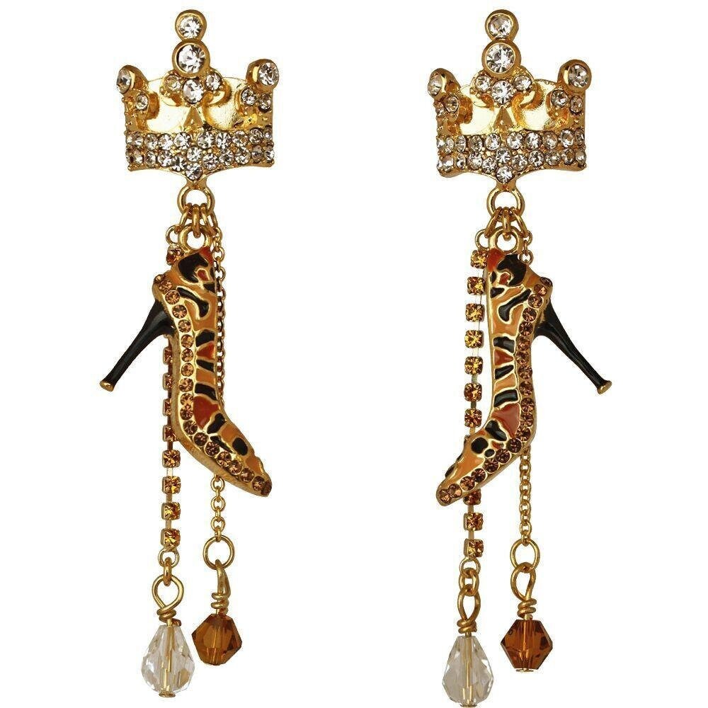 Ritzy Couture Shoe Queen Crown and Shoe Shopping Beautiful Cute Dangle Earrings for Women ...