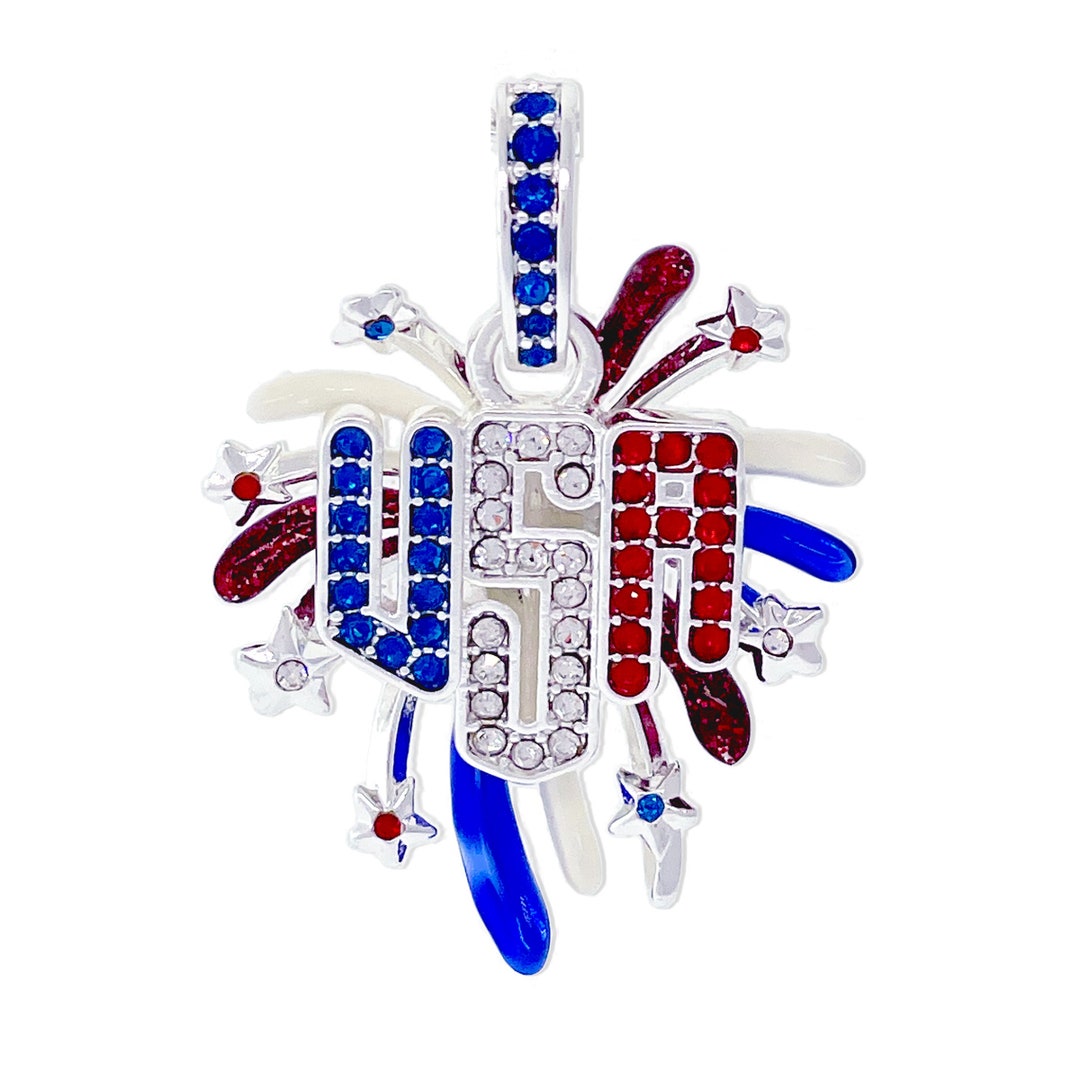 USA July 4th Fireworks Enhancer Charm Pendant Ritzy Couture Deluxe ...