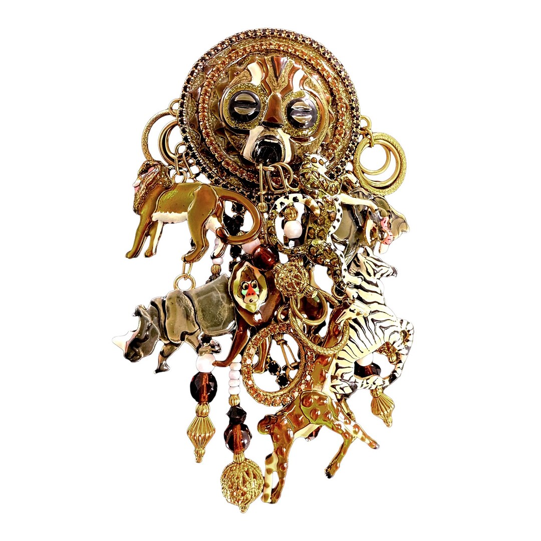 Lunch at the Ritz, Rare Safari Adventure Jungle Mask Brooch Pendant - Etsy
