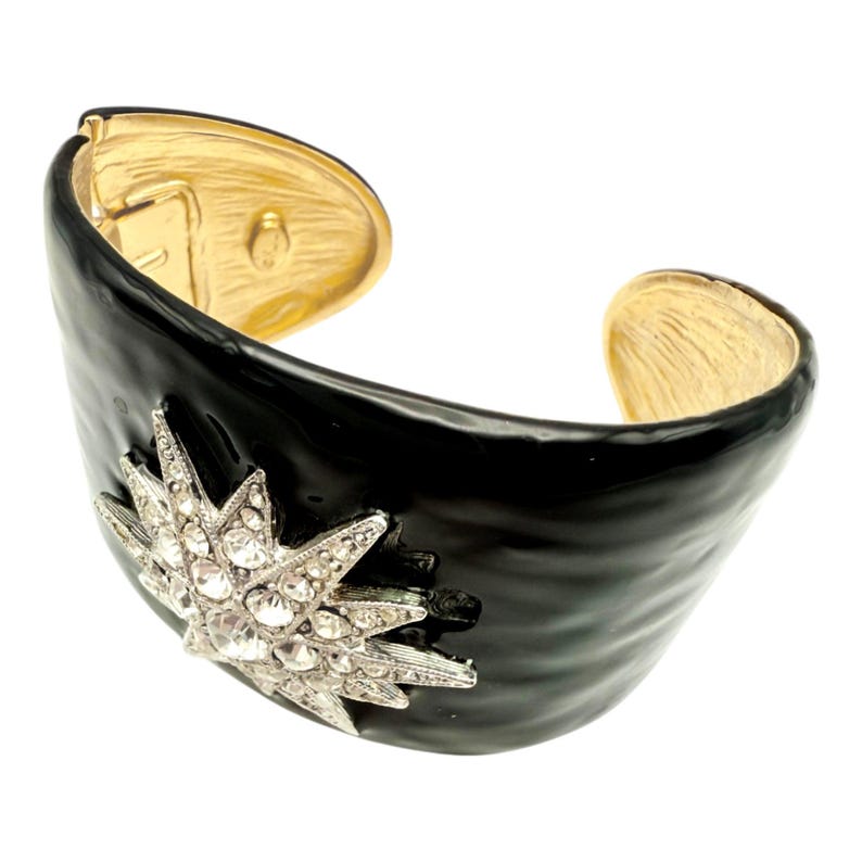 Kenneth Jay Lane Original Sample Black Starburst Crystal Cuff Bracelet ...