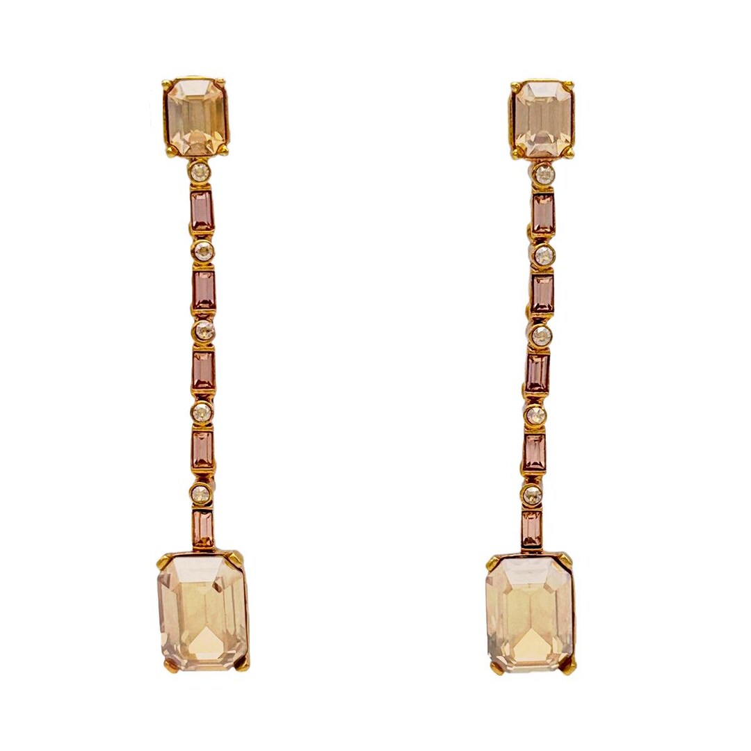 Oscar De La Renta Crystal Octagon Post Earrings, Gold-plated, Elegant 2 ...