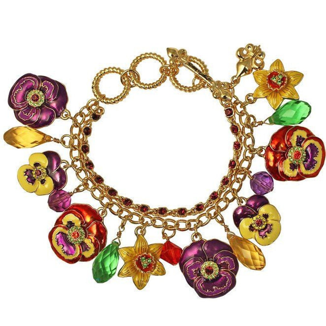 Multi Color Pansy Star Fancy Charm Bracelet Jewelry Gift for Women's ...